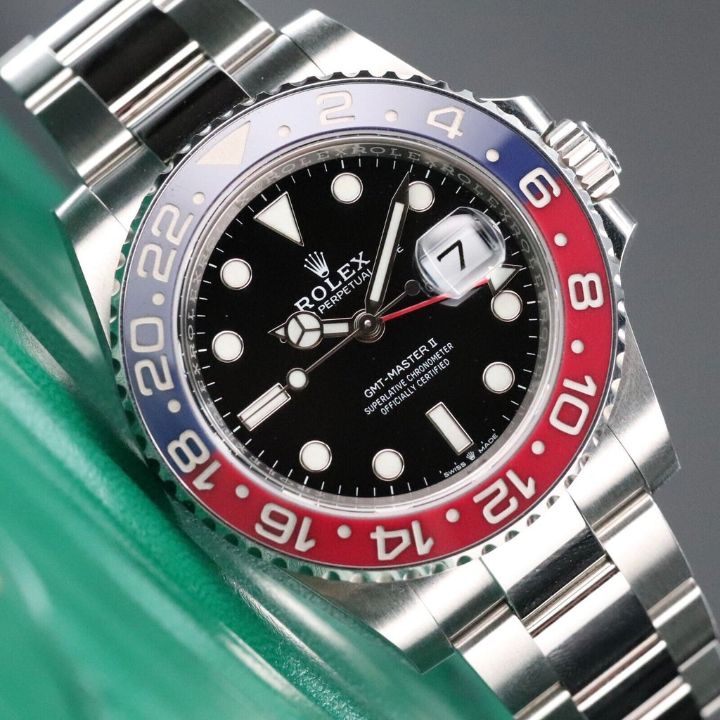 Rolex GMT-Master II Pepsi 40mm Oyster Steel Red Blue Ceramic Bezel Bla ...